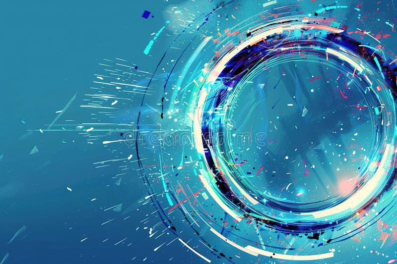 Abstract Blue Circular Design with Splashes. Generative AI. Stock ...