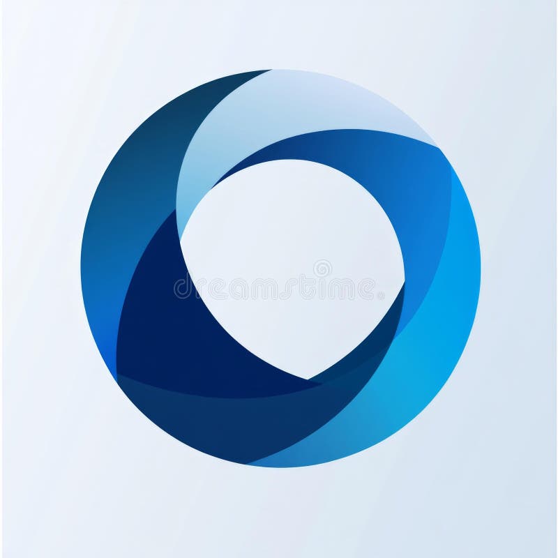 Abstract Blue Circular Logo with Intersecting Shapes on White ...