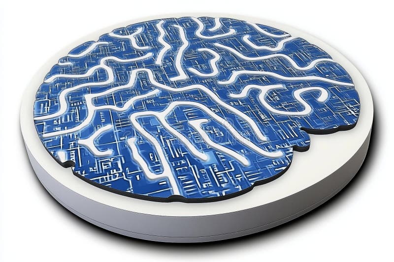 Abstract Blue Circular Pattern Resembling Brain Made from Intricate ...
