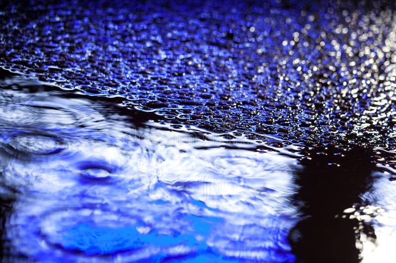 Abstract Blue City Rainy Background Stock Photo - Image of pattern ...