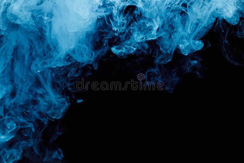 Abstract Blue Cloud Pattern of White Smoke on a Black Background. Stock ...