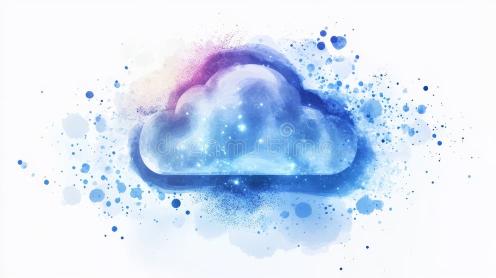 Abstract Blue Cloud Technology Illustration with Dynamic Digital Design ...