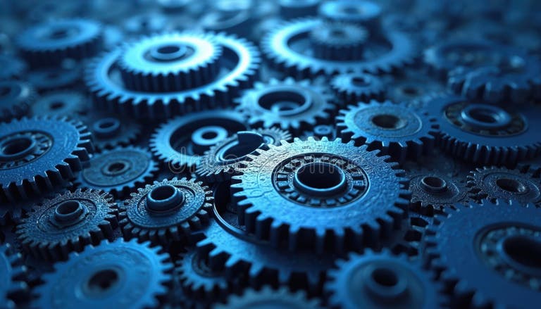Abstract Blue Cogs Gears Illustration Symbolizes Complex Machinery ...