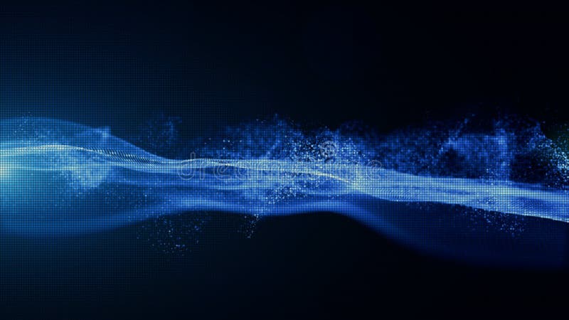 Abstract Blue Color Digital Particles Wave Motion Background Stock ...