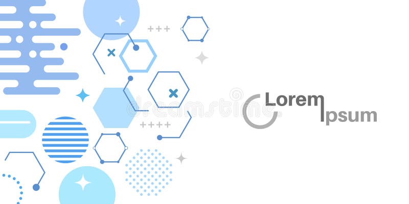 Abstract Blue Color Hexagon. Geometric Circle Background. Scientific ...