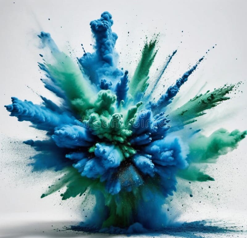 Abstract Blue Color Powder Splash on White Background. Stock ...