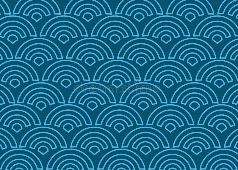 Abstract Blue Color Round Wavy Striped Geometric Pattern Design. Stock ...