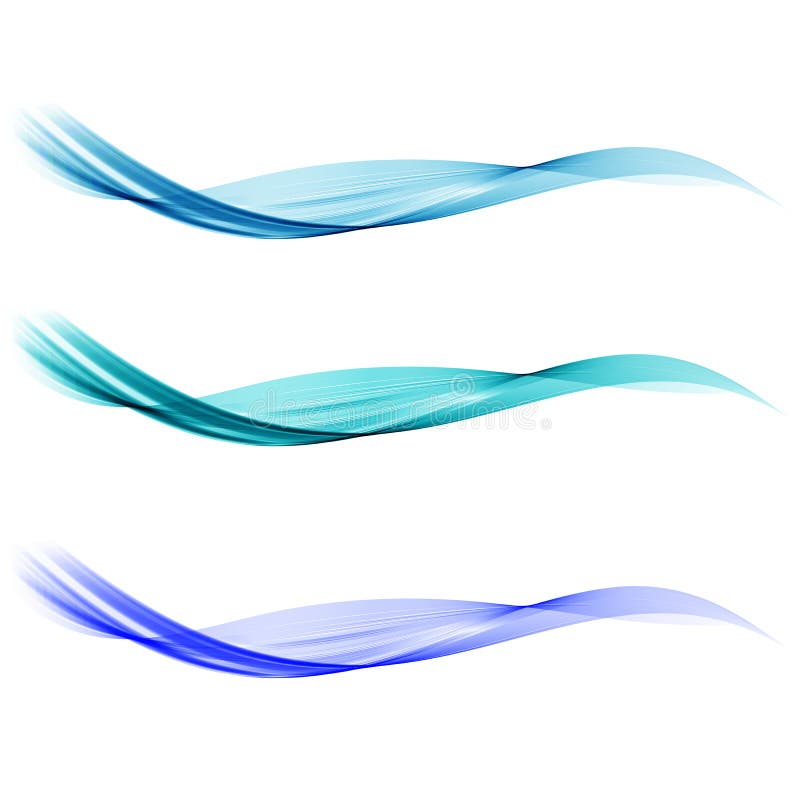 Abstract Blue Color Wave Design Element. Set Blue Wave Stock Vector ...