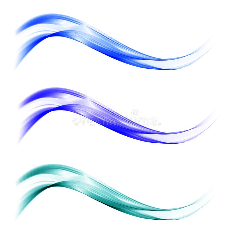Abstract Blue Color Wave Design Element. Set Blue Wave Stock Vector ...