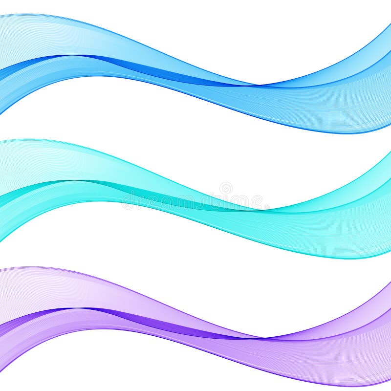 Abstract Blue Color Wave Design Element. Set Blue Wave Stock Vector ...