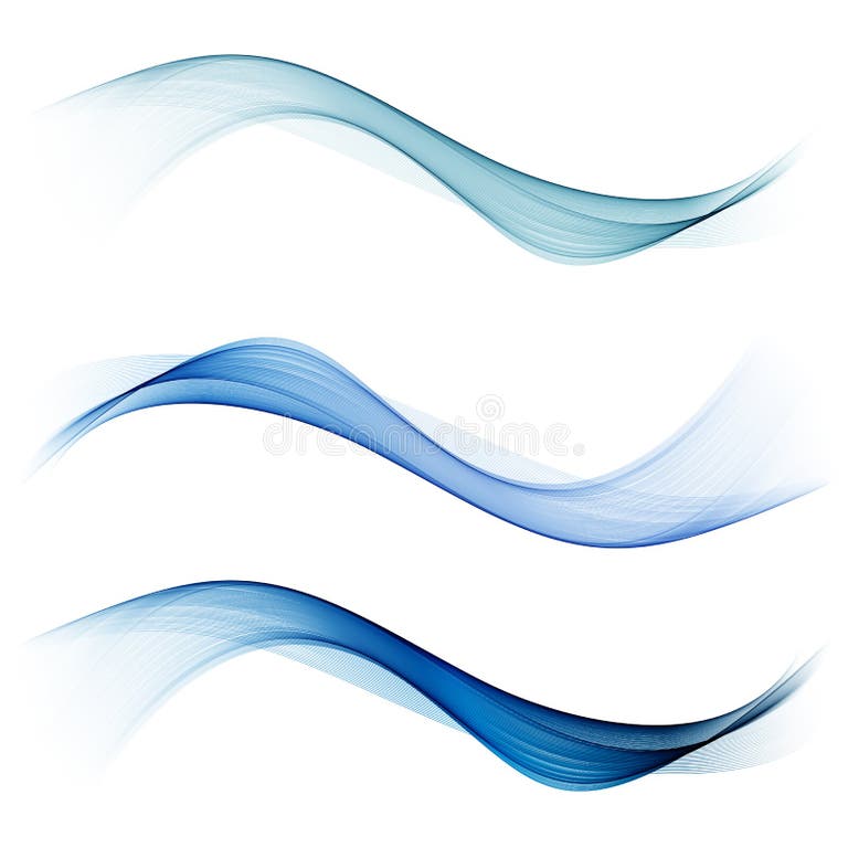 Abstract Blue Color Wave Design Element. Set Blue Wave Stock Vector ...
