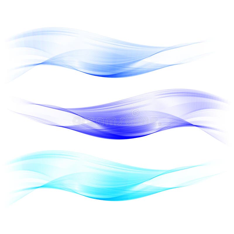 Abstract Blue Color Wave Design Element. Set Blue Wave Stock Vector ...