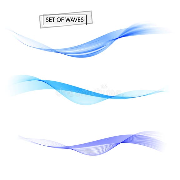 Abstract Blue Color Wave Design Element. Set Blue Wave Stock Vector ...