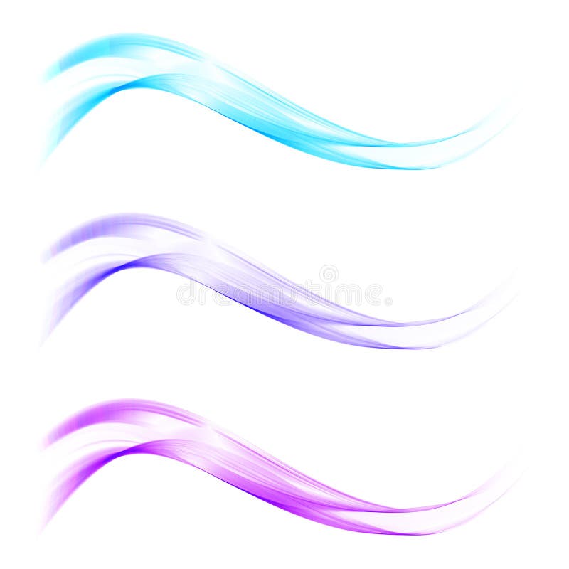 Abstract Blue Color Wave Design Element. Set Blue Wave Stock Vector ...