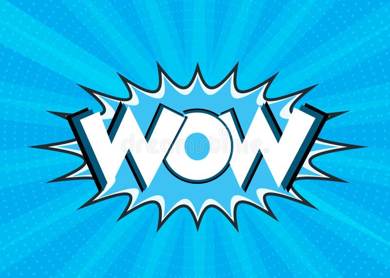 Abstract Blue Color WOW Comic Book Text Effect Background Design. Stock ...