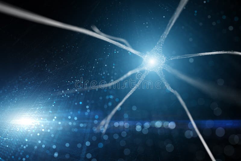 Abstract Blue Colored Shining Glowing Neuron Cell Stock Illustration ...