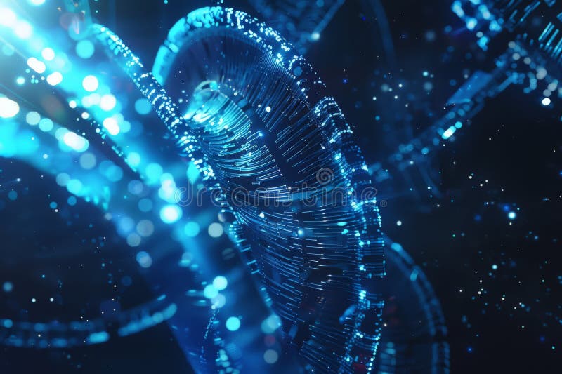 Abstract Blue Colored Shiny DNA Molecule Structure Background, Concept ...