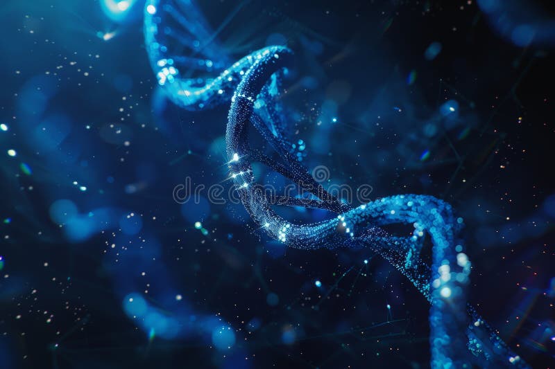 Abstract Blue Colored Shiny DNA Molecule Structure Background, Concept ...