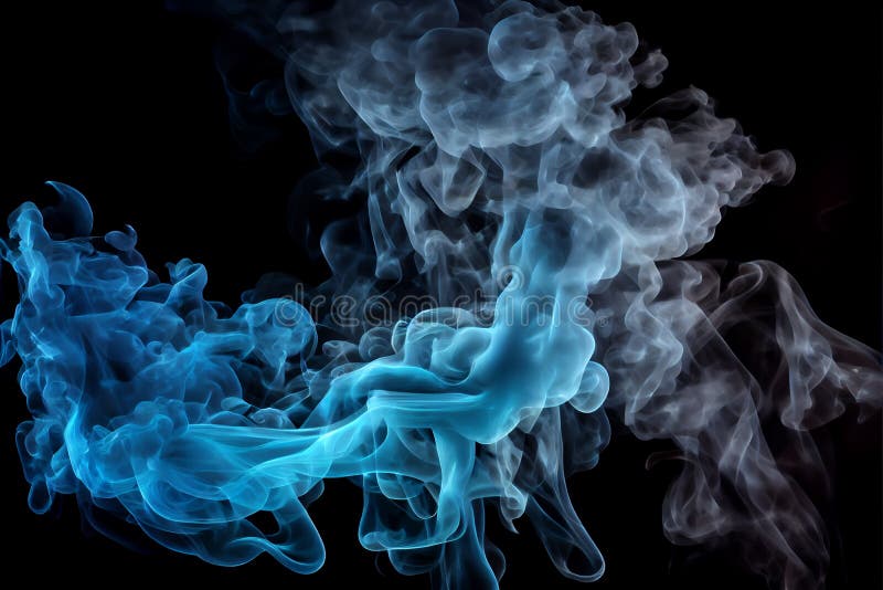 Abstract Blue Colored Smoke Isolated on Black Stock Illustration ...