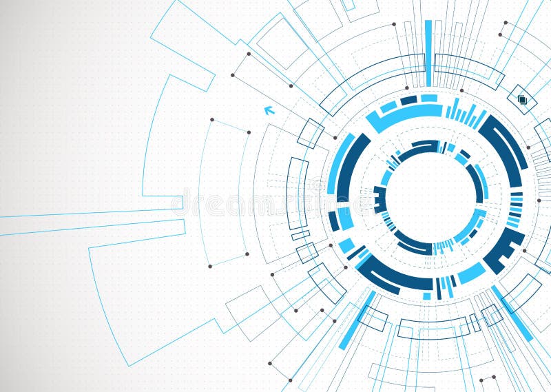 Abstract Blue Colored Technological Background with Various Tec Stock ...