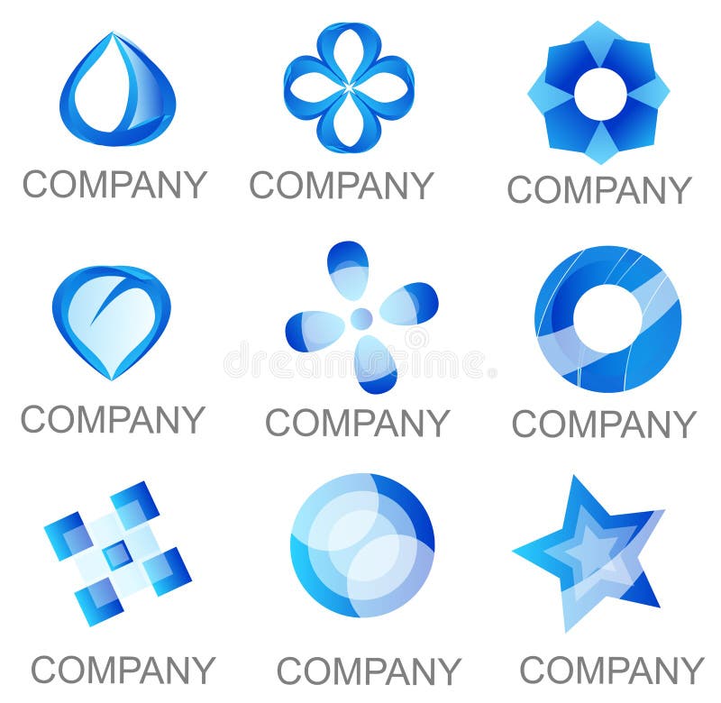 Blue logo collection stock vector. Illustration of company - 18430054