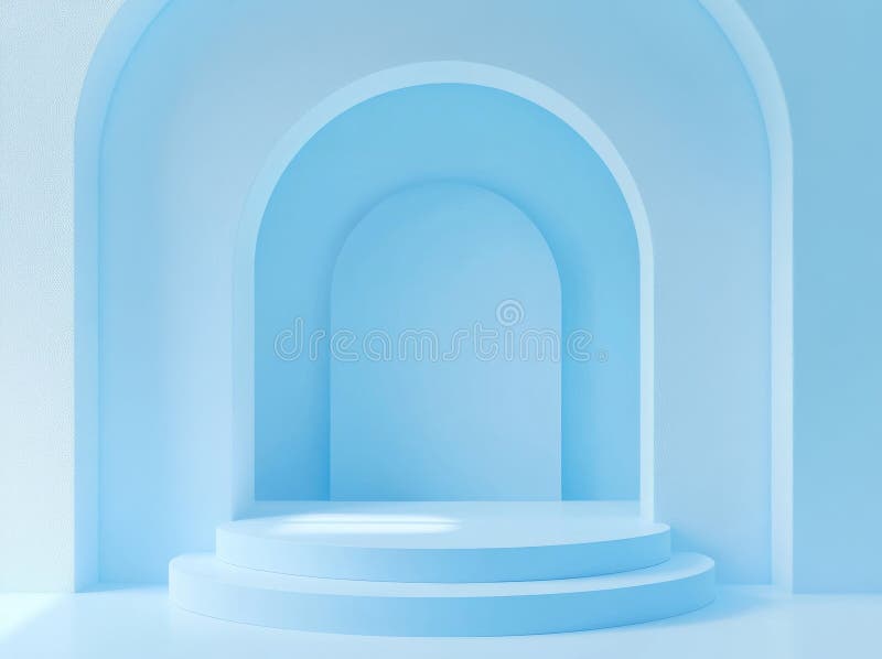 Abstract Blue Composition with Podium, 3D Rendering, 3D Illustration ...