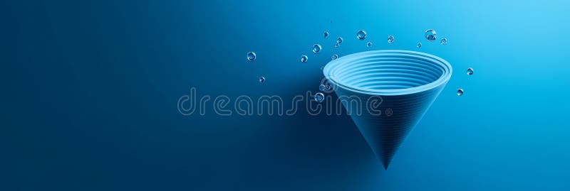 Abstract Blue Conical Form Depth Flow Absorption Convergence Mystery a ...