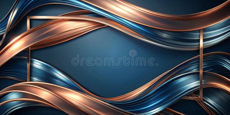 Abstract Blue and Copper Swirling Design with Geometric Frame ...