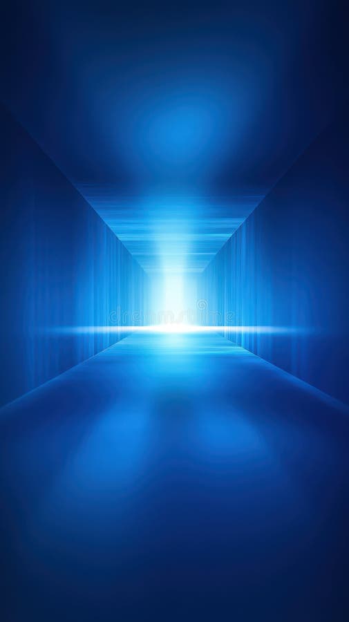 Abstract Blue Corridor with Bright Light at the End Stock Illustration ...