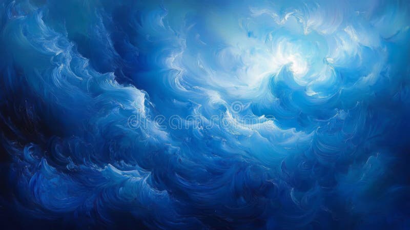 Abstract Blue Cosmic Cloudscape Painting Stock Illustration ...