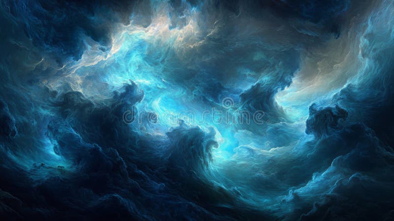 Abstract Blue Cosmic Nebula Background Stock Illustration ...