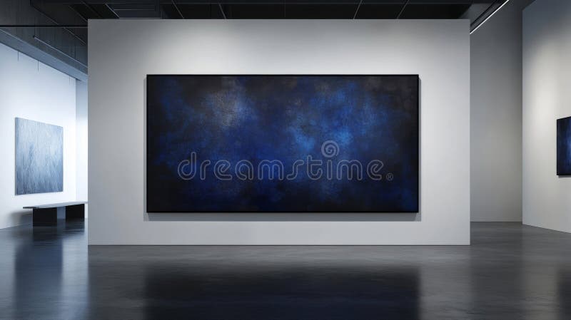 Abstract Blue Cosmic Painting in Modern Gallery Stock Illustration ...