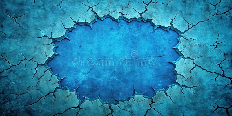 Abstract Blue Cracked Surface Background with Central Void. Generative ...