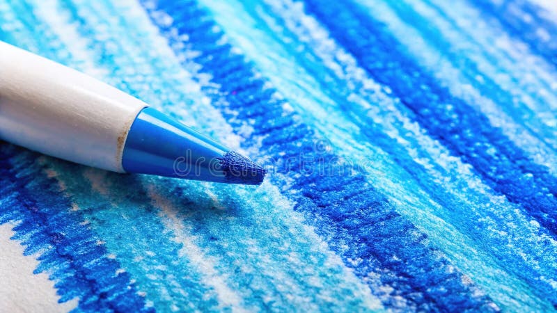 Abstract Blue Crayon Texture Design on White Paper Background a ...