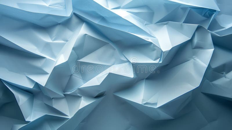 Abstract Blue Crumpled Paper Texture with Sharp, Geometric Folds and ...