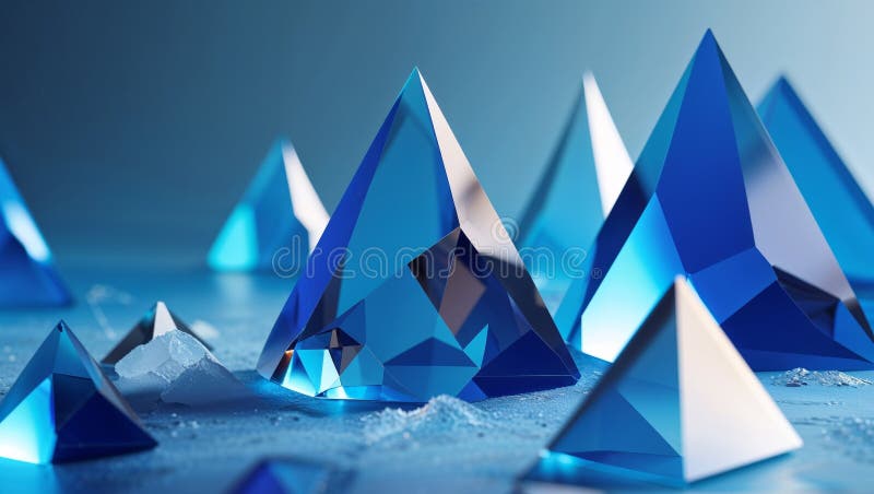Abstract Blue Crystal Background with Geometric Triangles and Gradient ...