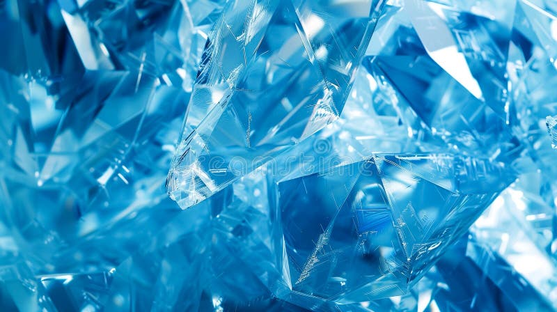 Abstract Blue Crystal Background with Shimmering Facets and Translucent ...