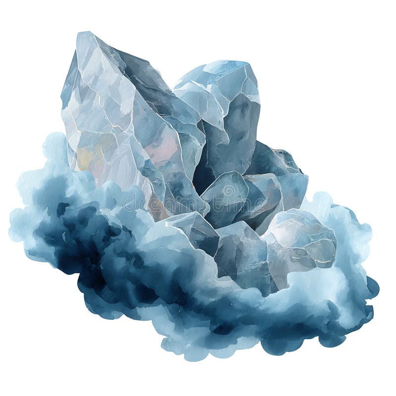 Abstract Blue Crystal Cluster Illustration Geode Artwork Stock ...