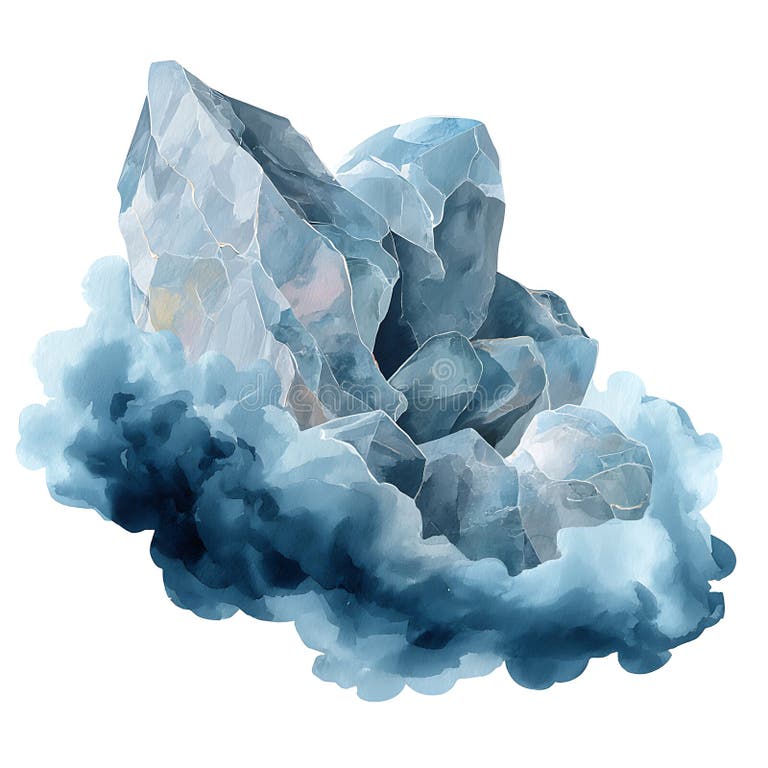 Abstract Blue Crystal Cluster Illustration Geode Artwork Stock ...