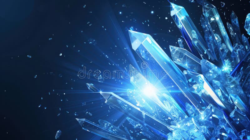 Abstract Blue Crystal Explosion Background with Shining Light Effects ...