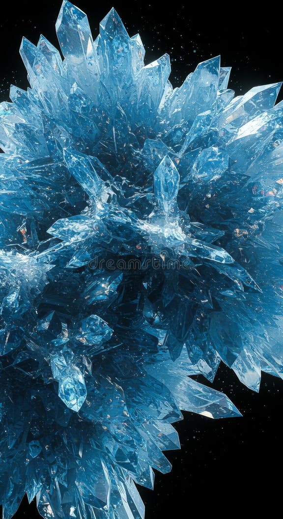 Abstract Blue Crystal Explosion on Dark Background Stock Illustration ...