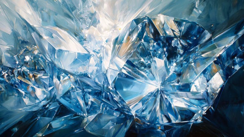 Abstract Blue Crystal Facets Oil Painting Stock Illustration ...