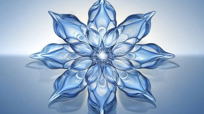 Abstract Blue Crystal Flower Digital Art Stock Illustration ...