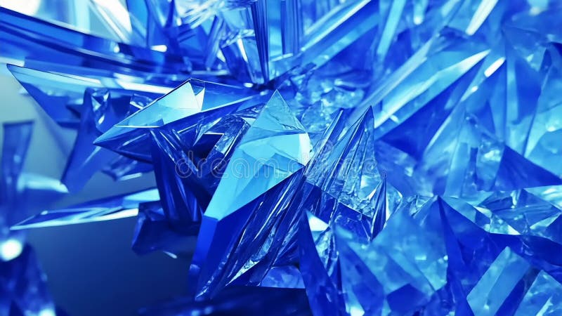 Abstract Blue Crystal Formation with Sharp Geometric Shapes Stock ...