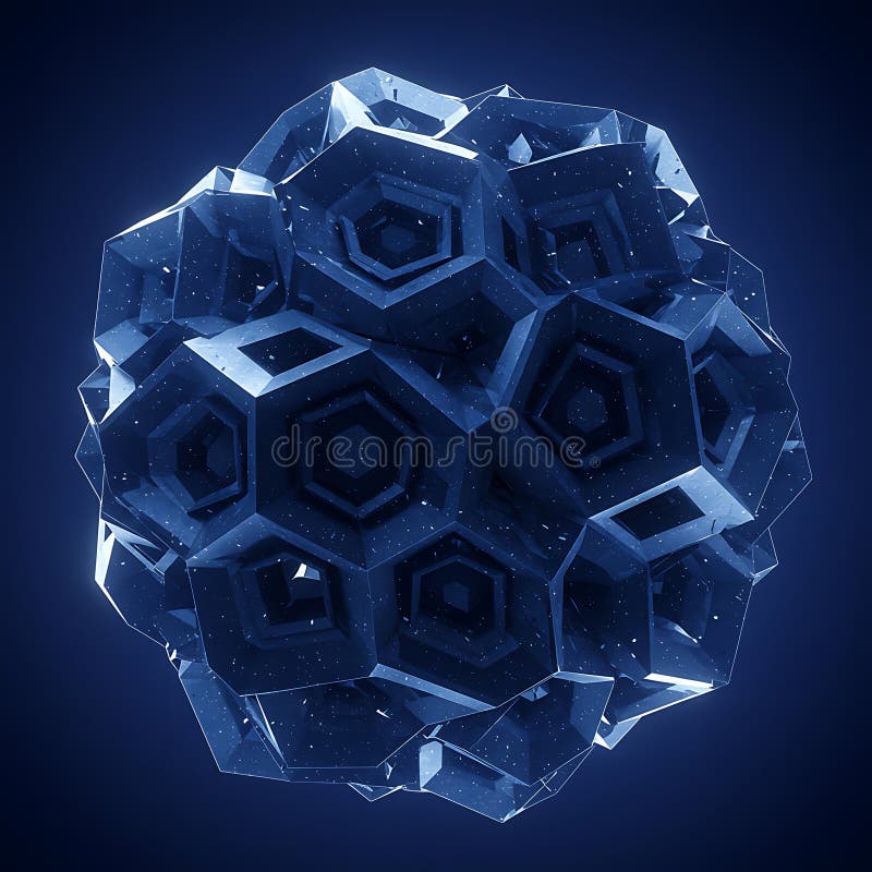 Abstract Blue Crystal Structure with Hexagonal Facets Stock ...