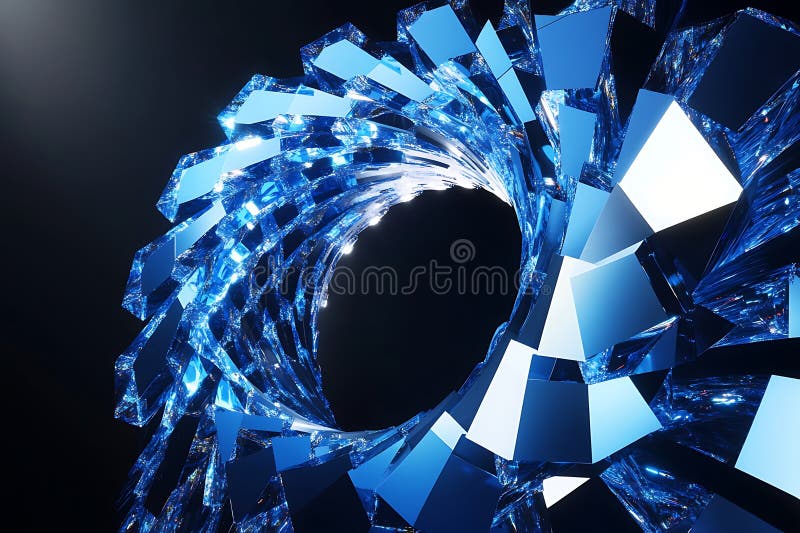 Abstract Blue Crystal Swirl, Geometric Design, Dark Background Stock ...