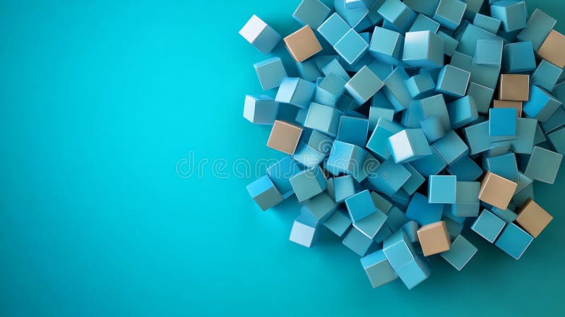 Abstract Blue Cube Composition Blue and Beige Cubes 3D Abstract ...
