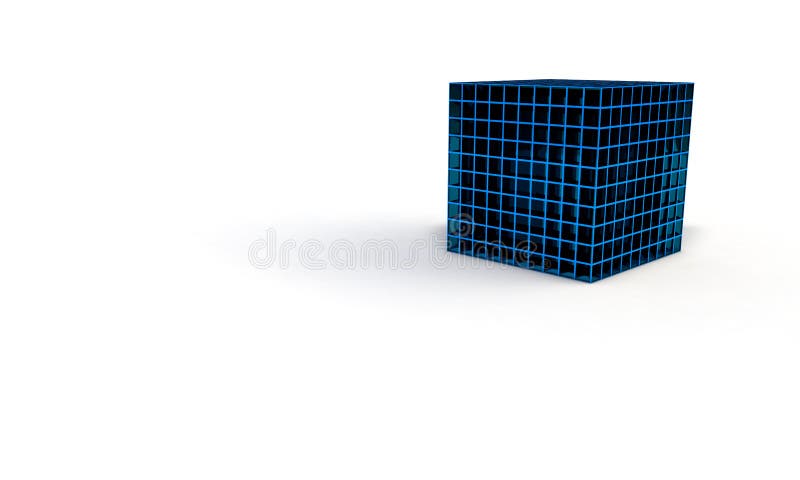 Abstract Blue Cube Model, Isolated 3d Render Stock Illustration ...
