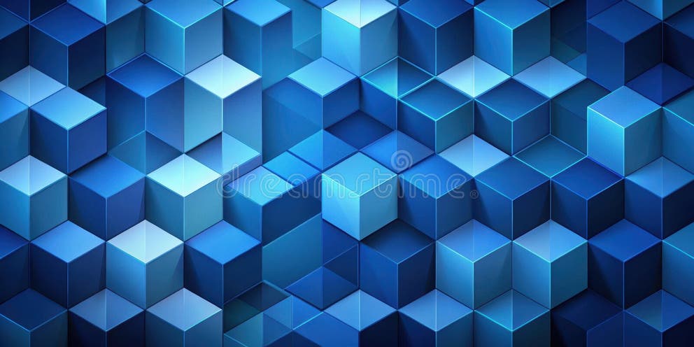 Abstract Blue Cube Pattern a Geometric Design of Three-dimensional ...