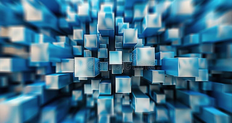 Abstract Blue Cube Pattern, Modern Geometric Design, 3D Rendering Stock ...